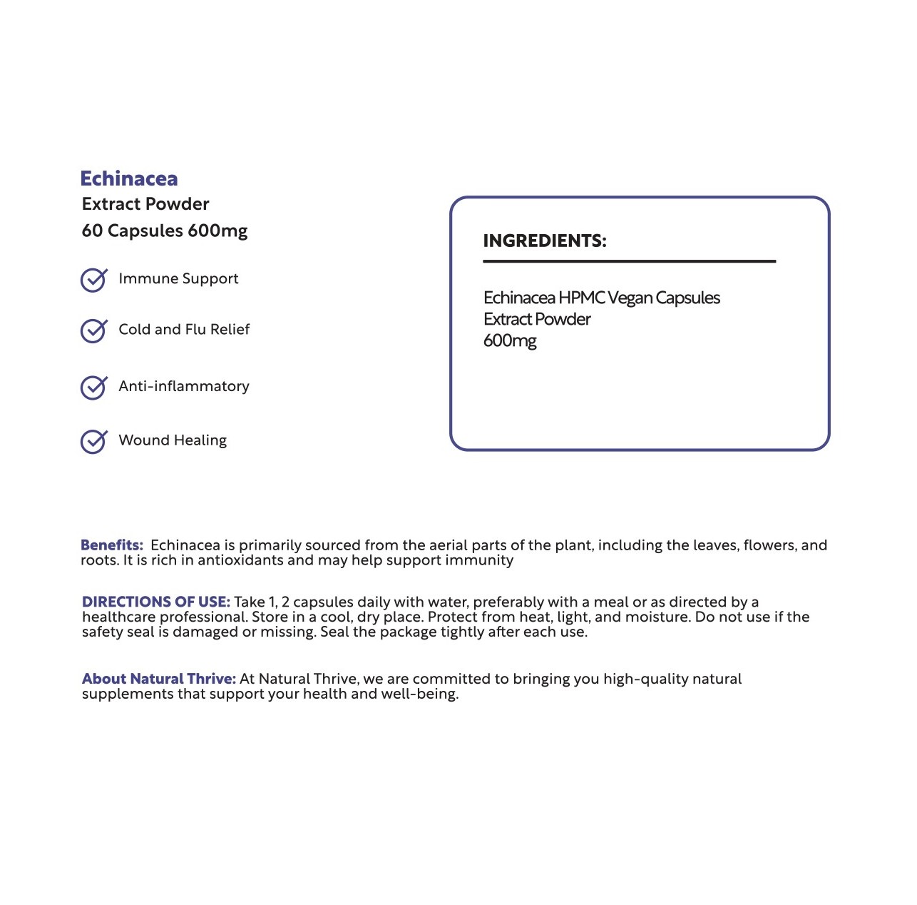 Echinacea Extract Powder Capsules 600mg – Immune Health